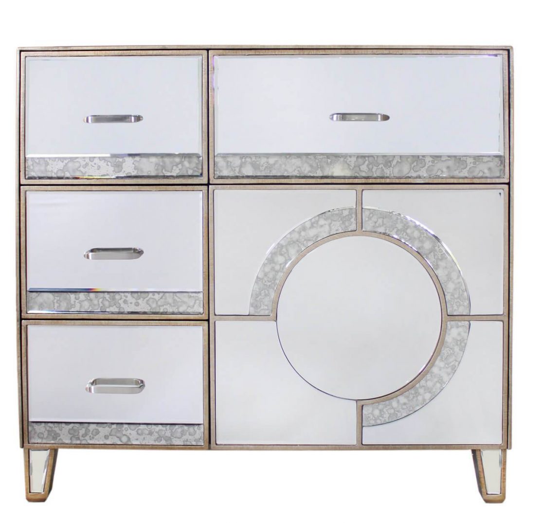 Parisian Mirrored Storage Cabinet with Drawers - All Home Living