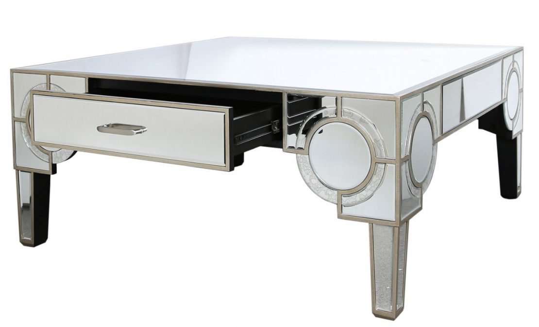 Parisian Mirrored Center Table with 2 Drawers - All Home Living